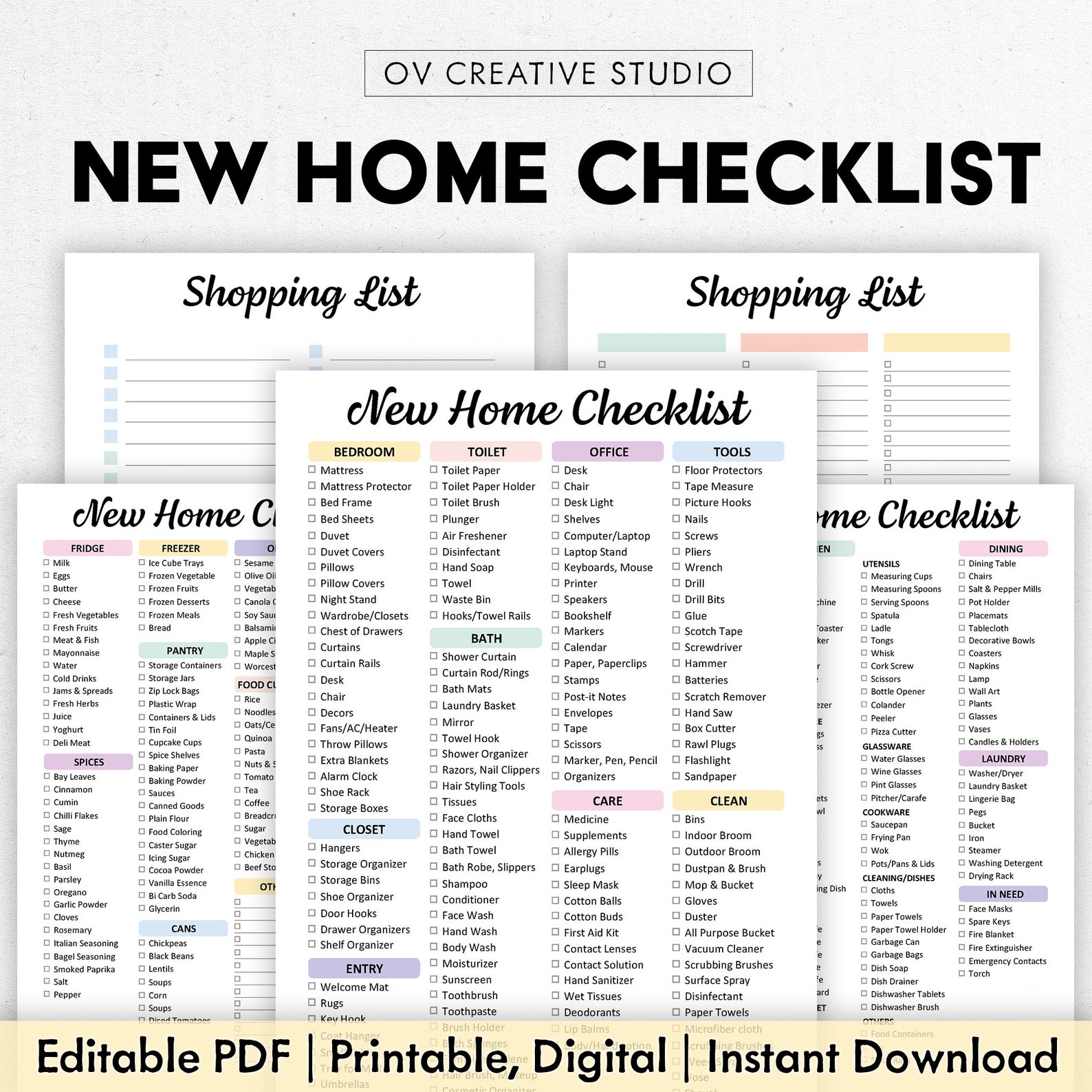 New Home Checklist Printable, Editable New Apartment Checklist, Moving ...