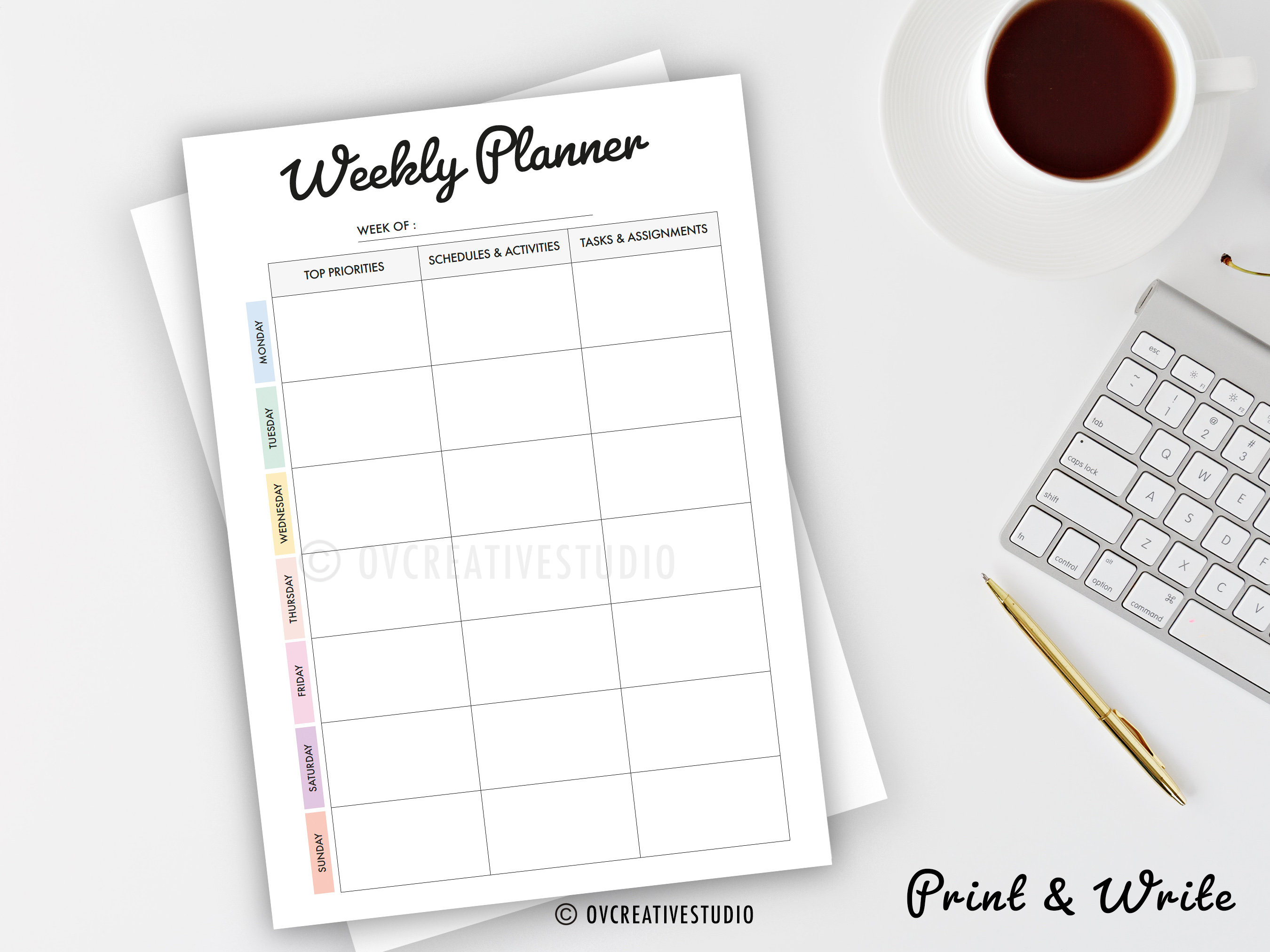 Editable Study Planner | Weekly Study Plan | Assignment Planner ...