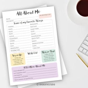 All About Me | Printable, Digital | Get to Know Me, Employee ...