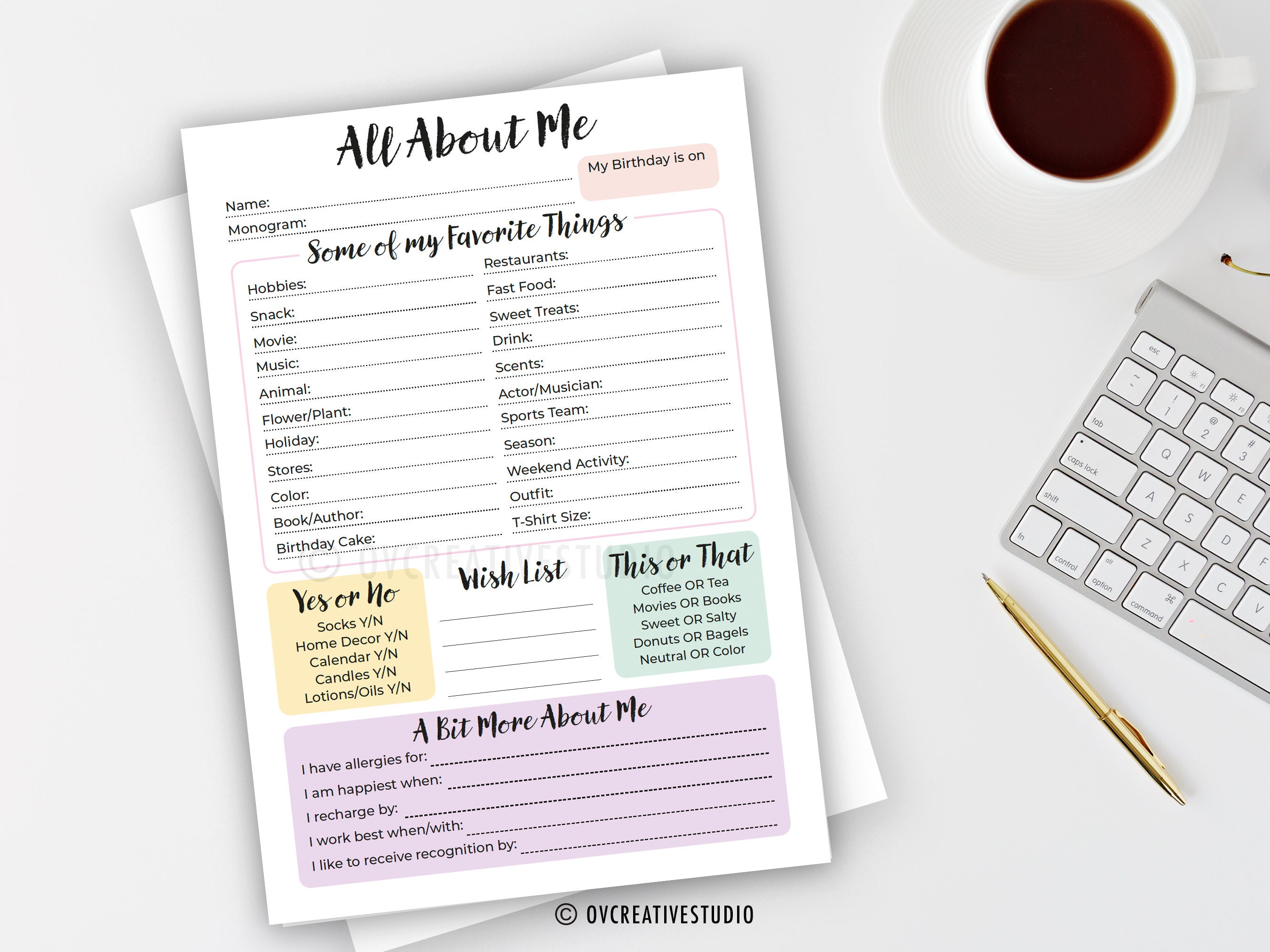 All About Me | Printable, Digital | Get to Know Me, Employee ...