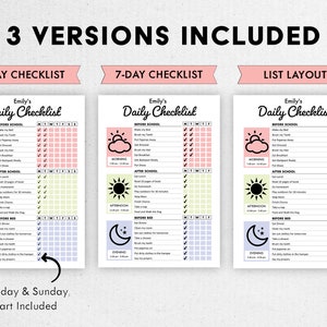 Editable Daily Checklist for Kids | Printable | Kids Responsibility ...