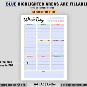Editable Work Day Planner | Printable Work Day Organiser | Office Task ...