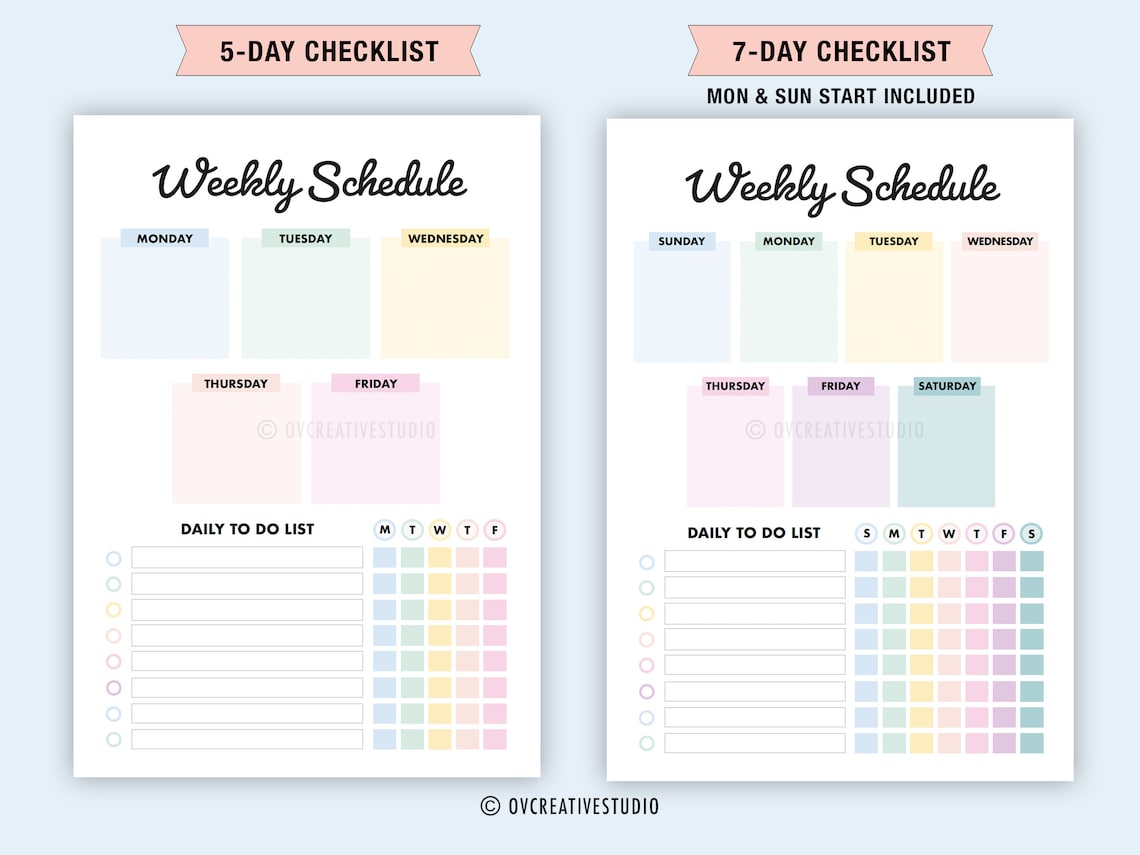 Editable Weekly Schedule Weekly School Schedule Weekly - Etsy