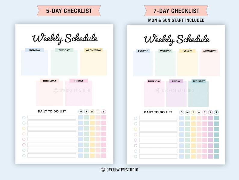 Editable Weekly Schedule Weekly School Schedule Weekly - Etsy