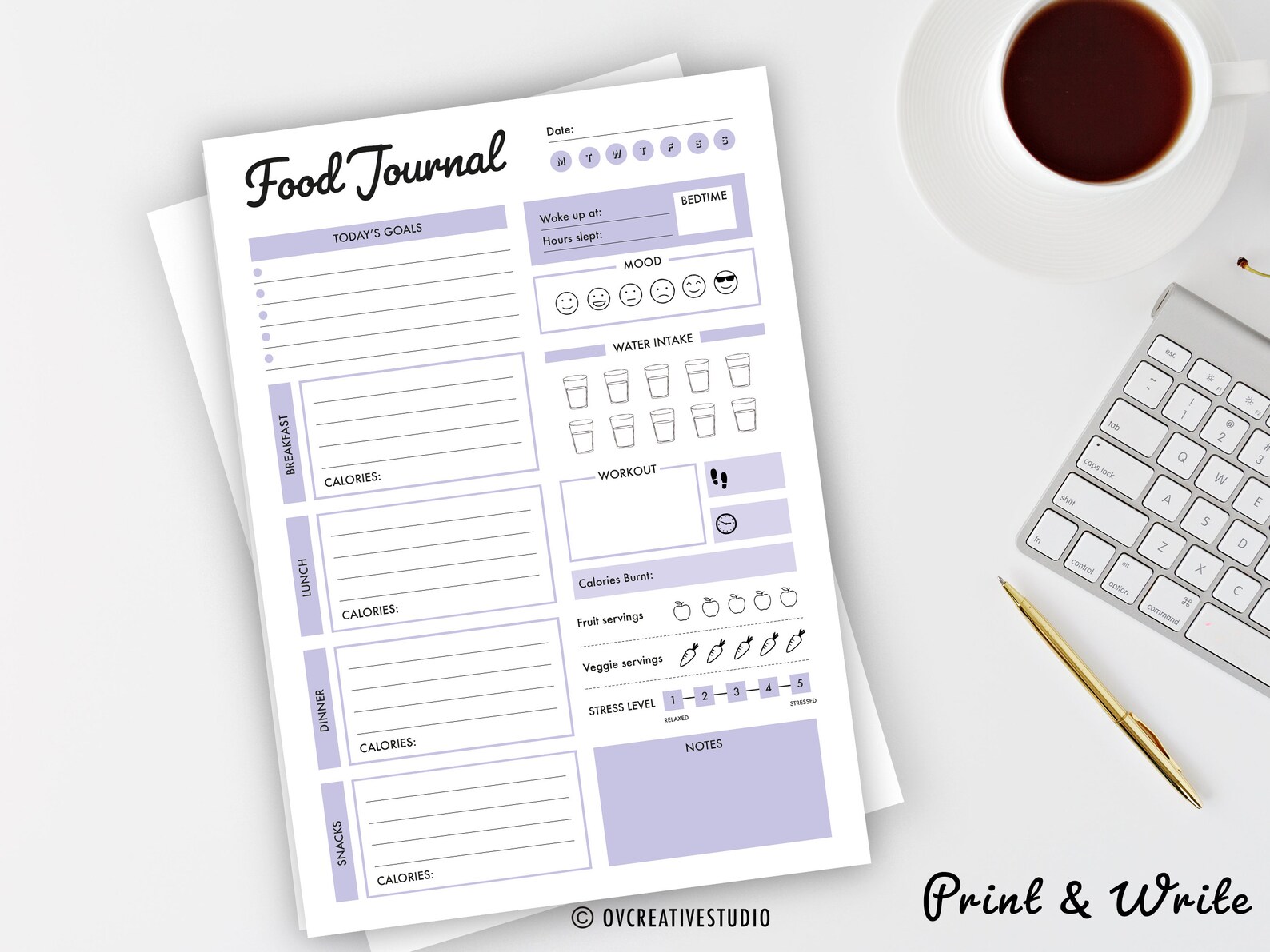 Editable Food Journal Printable Digital Food Diary Daily - Etsy UK