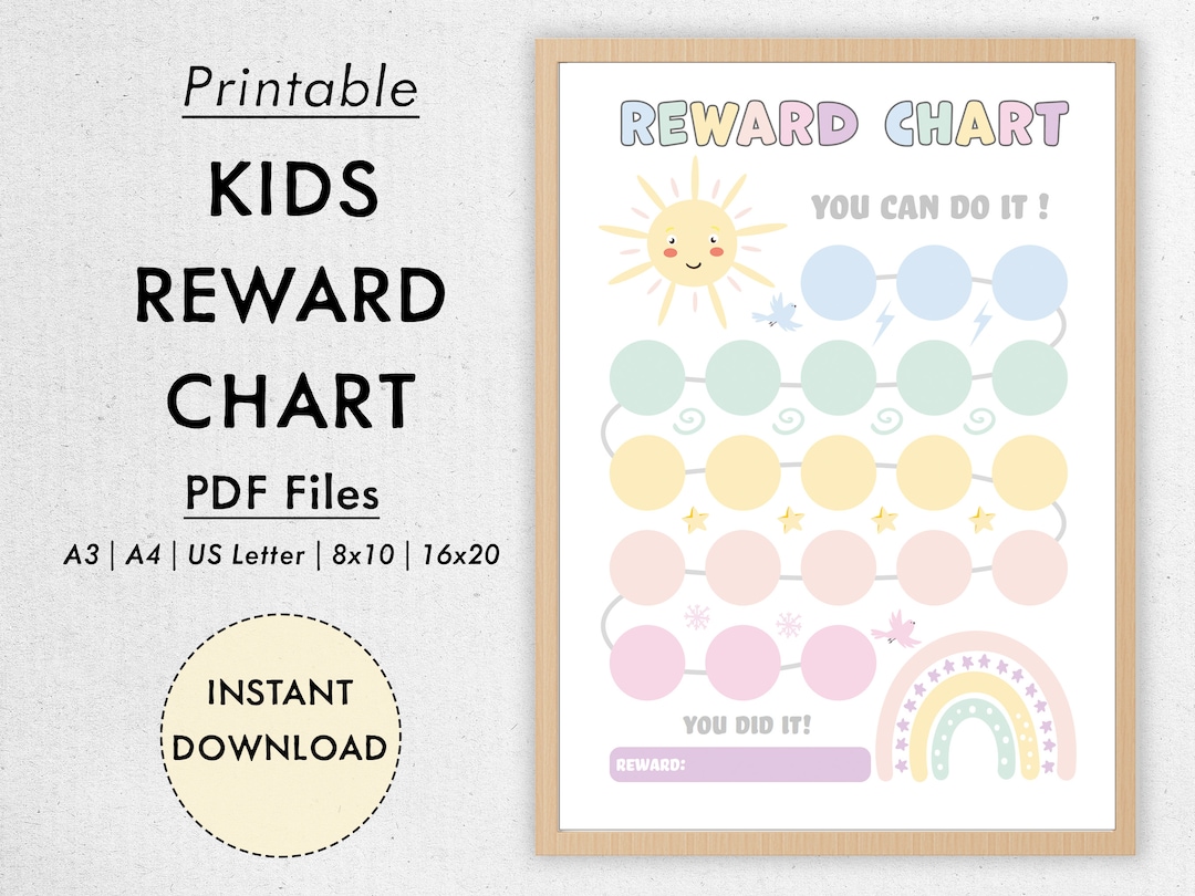 Printable Reward Chart Printable | Rainbow Good Behavior Chart | Kids ...