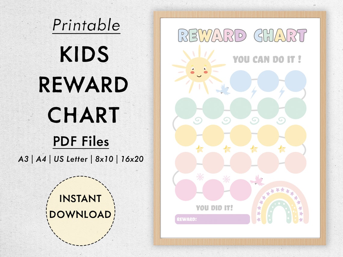 Printable Reward Chart Printable | Rainbow Good Behavior Chart | Kids ...