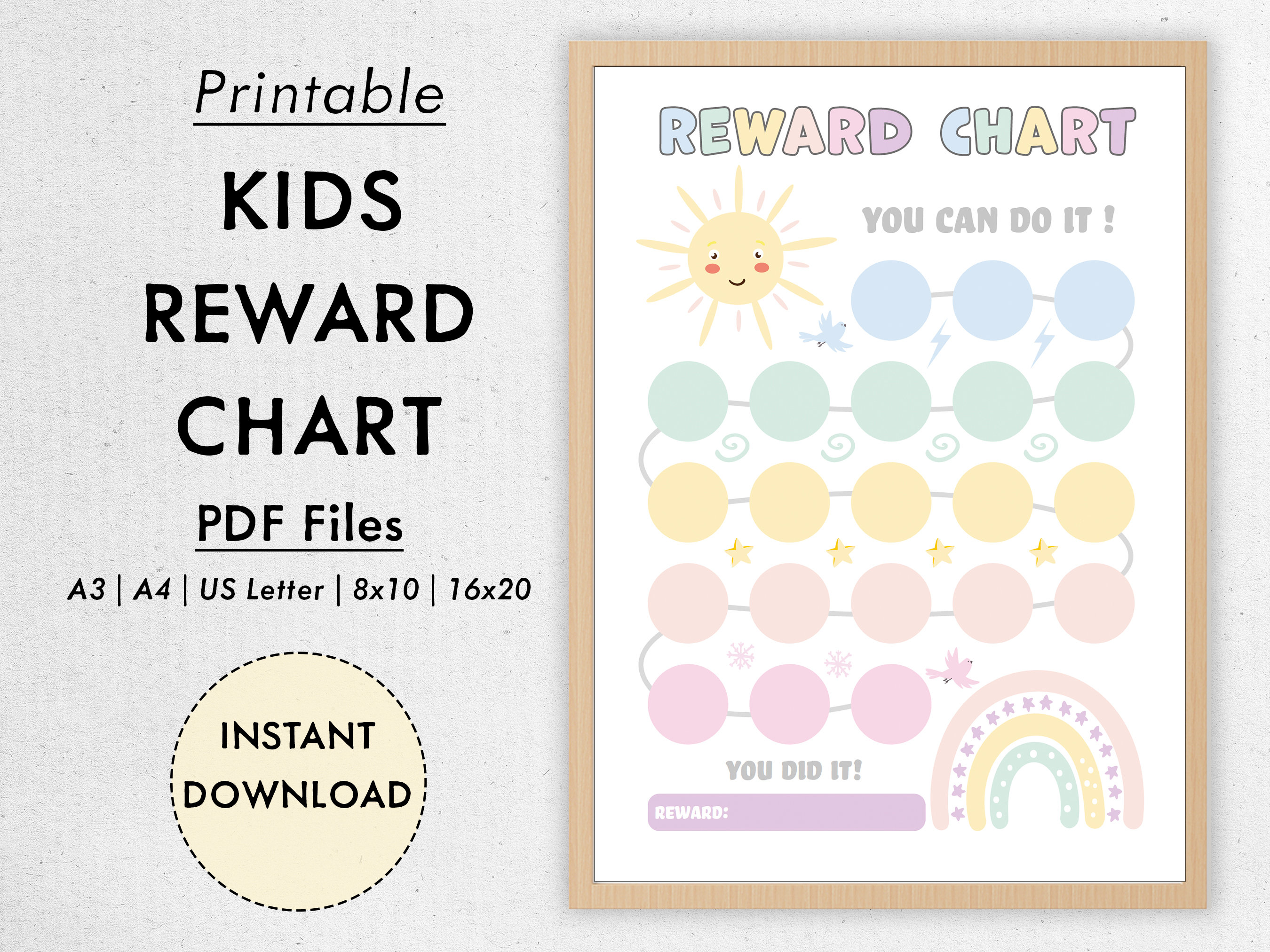 Printable Reward Chart Printable Rainbow Good Behavior Chart - Etsy UK