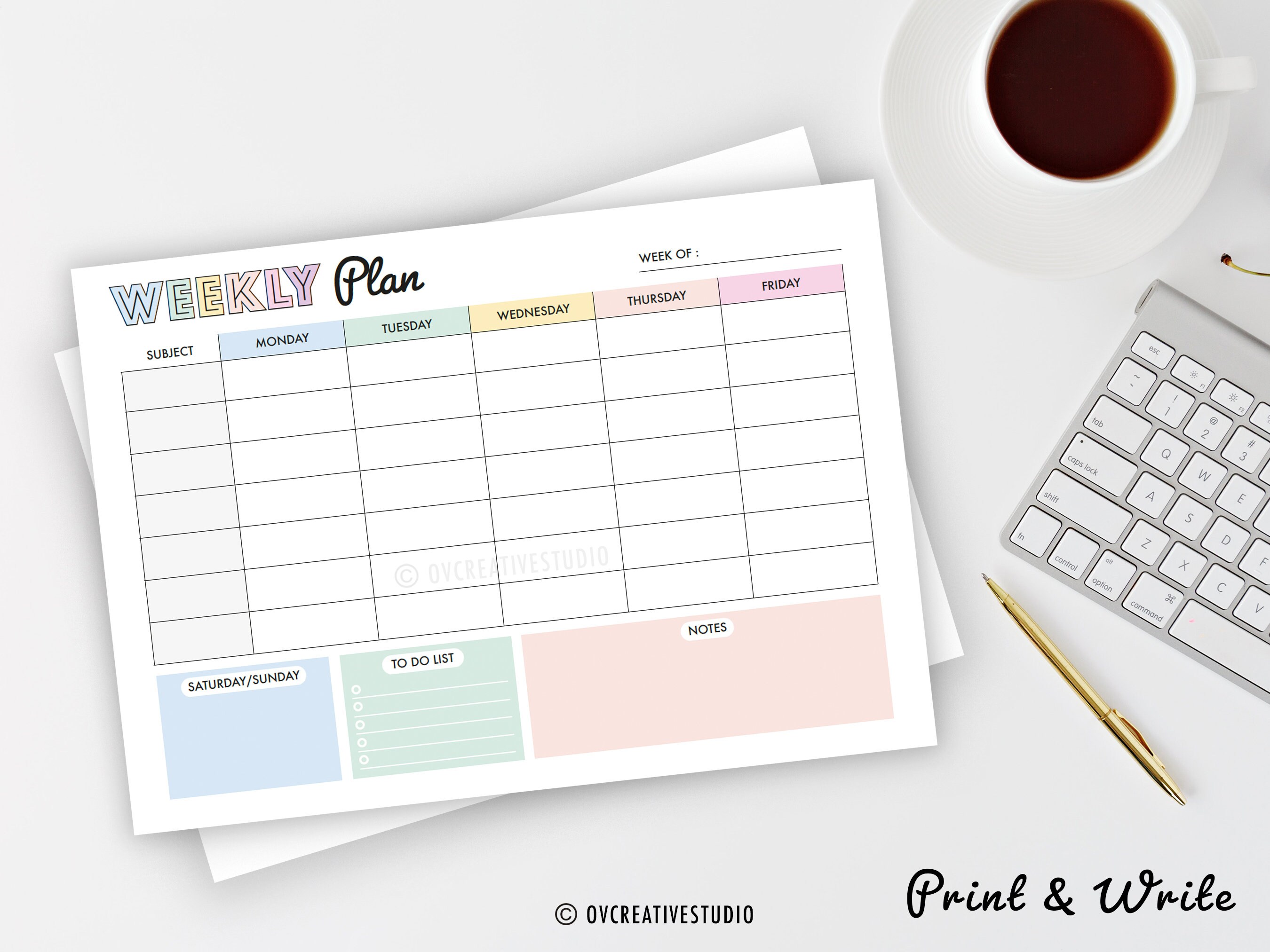 Editable Homeschool Weekly Schedule Kids Weekly Plan - Etsy