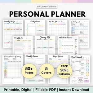 Personal Planner Bundle Printable, Digital | Fillable PDF | 2025 ...