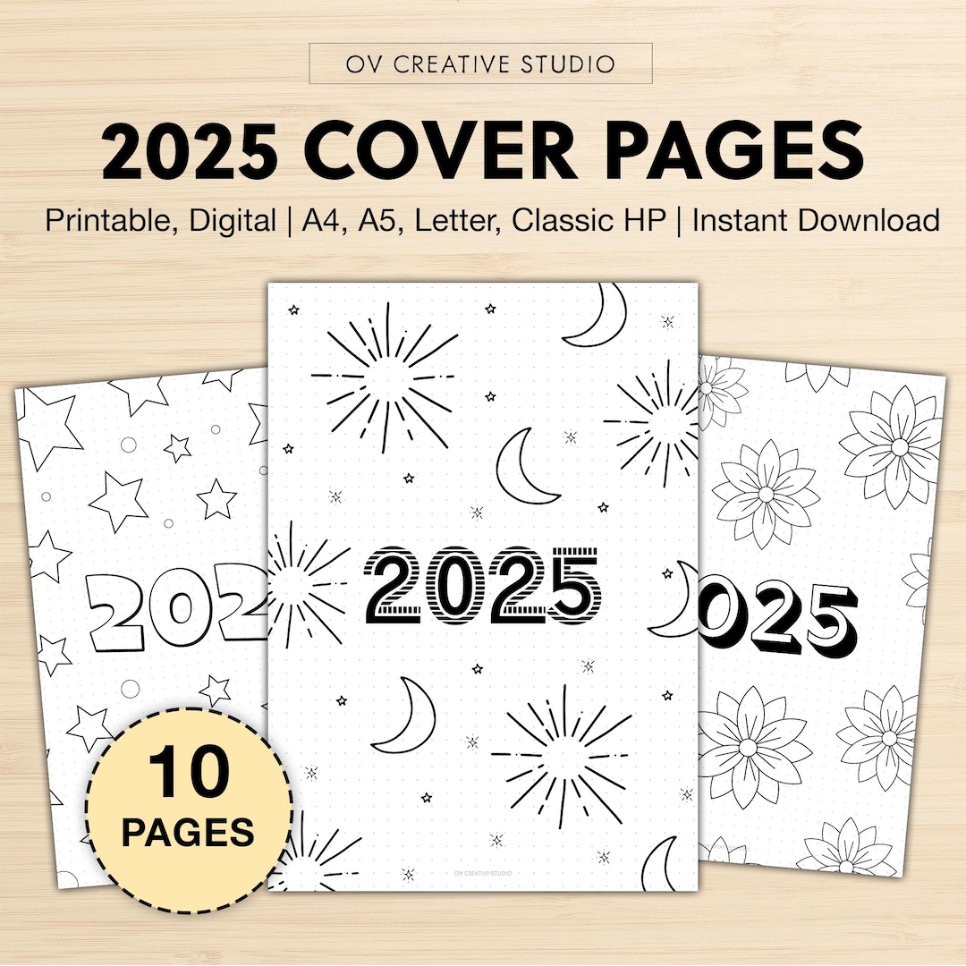 2025 Cover Pages for Bullet Journal, Digital Planner, Printable Planner ...