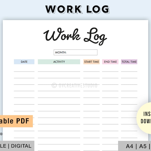 Work Log Tracker - Etsy