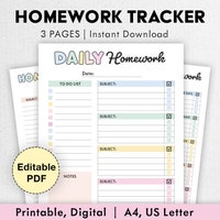 Homework Planner Printable, Cute Homework Planner, Homework Planning ...