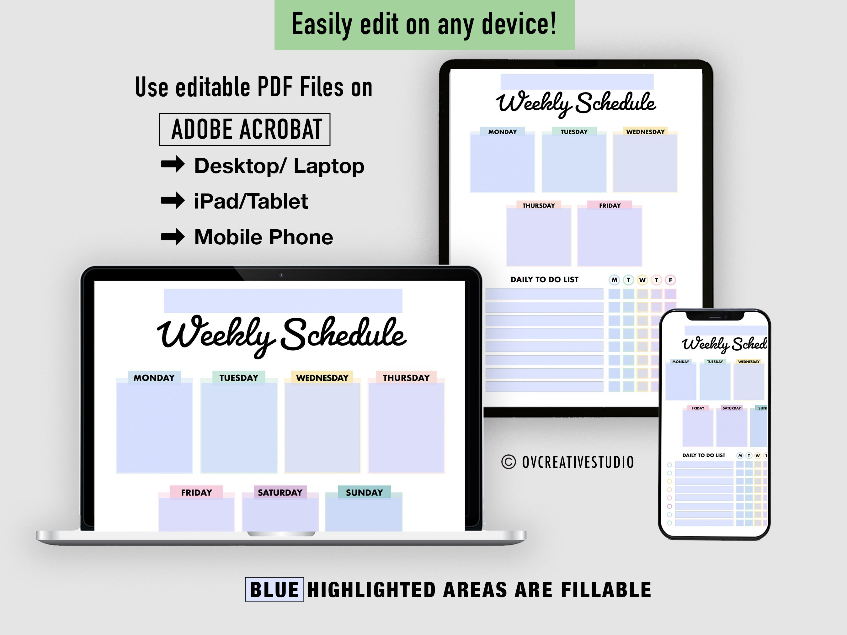Editable Weekly Schedule Weekly School Schedule Weekly - Etsy