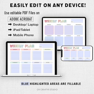 Editable Weekly Planner | Printable, Digital | Weekly Planner PDF ...