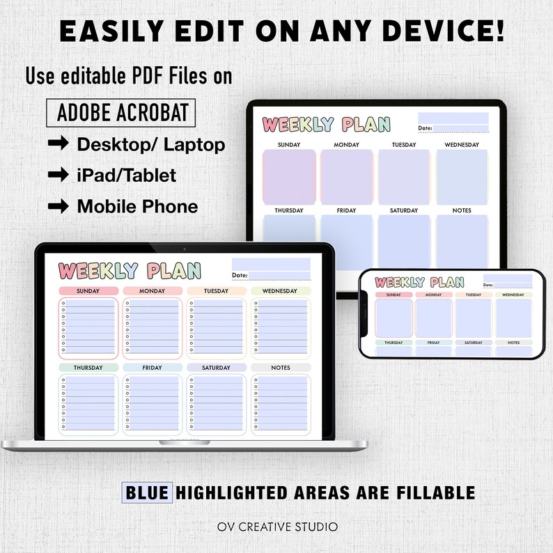 Editable Weekly Planner | Printable, Digital | Weekly Planner PDF ...