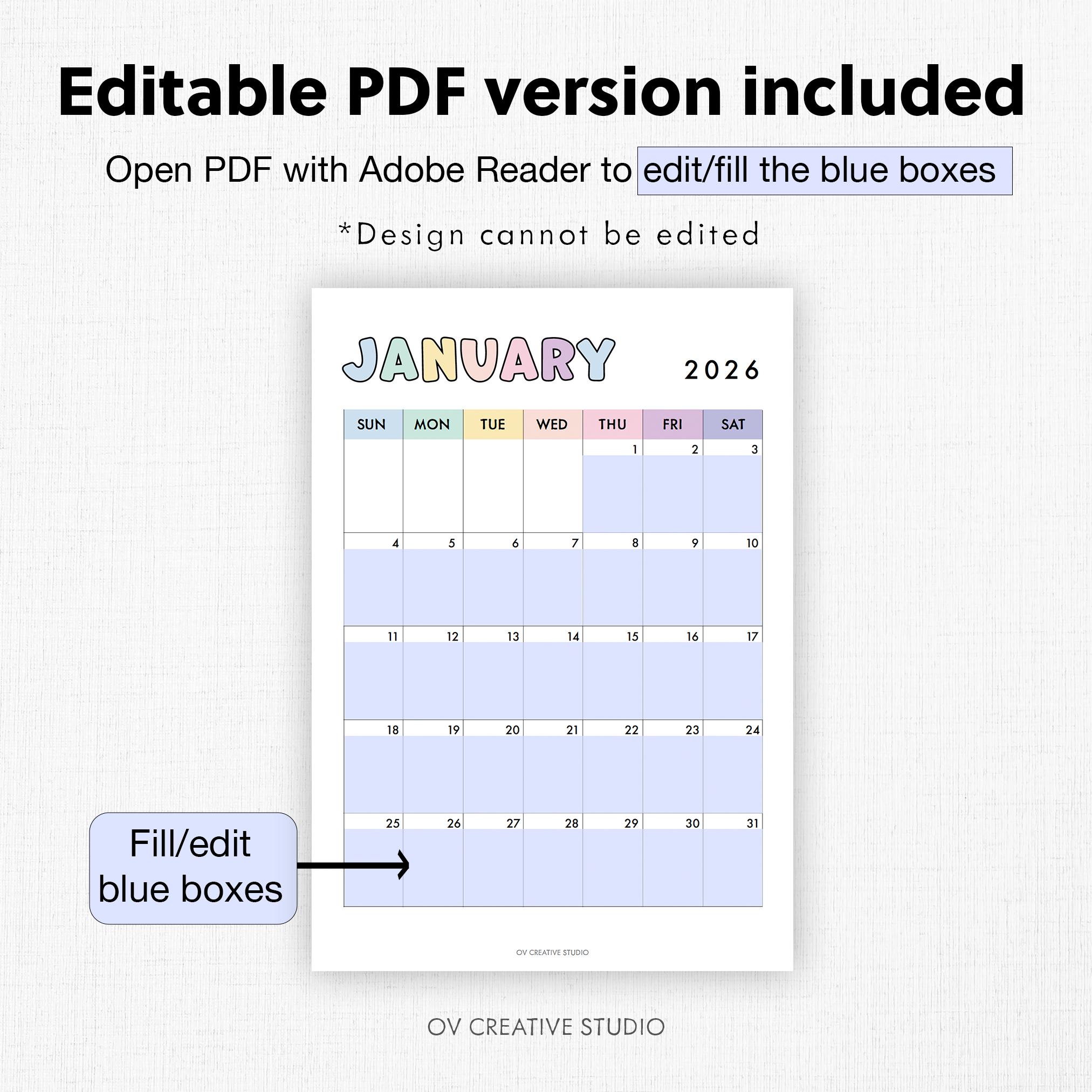 School Calendar Bundle 2025 - 2026 | Printable, Digital | Monthly ...