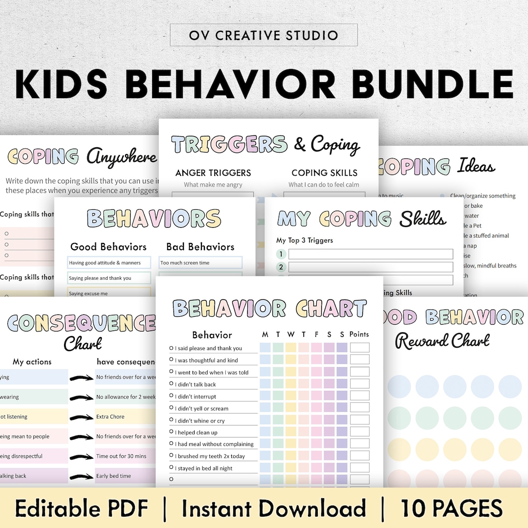 Behavior Chart Bundle for Kids | Good Behavior Checklist, Toddler ...