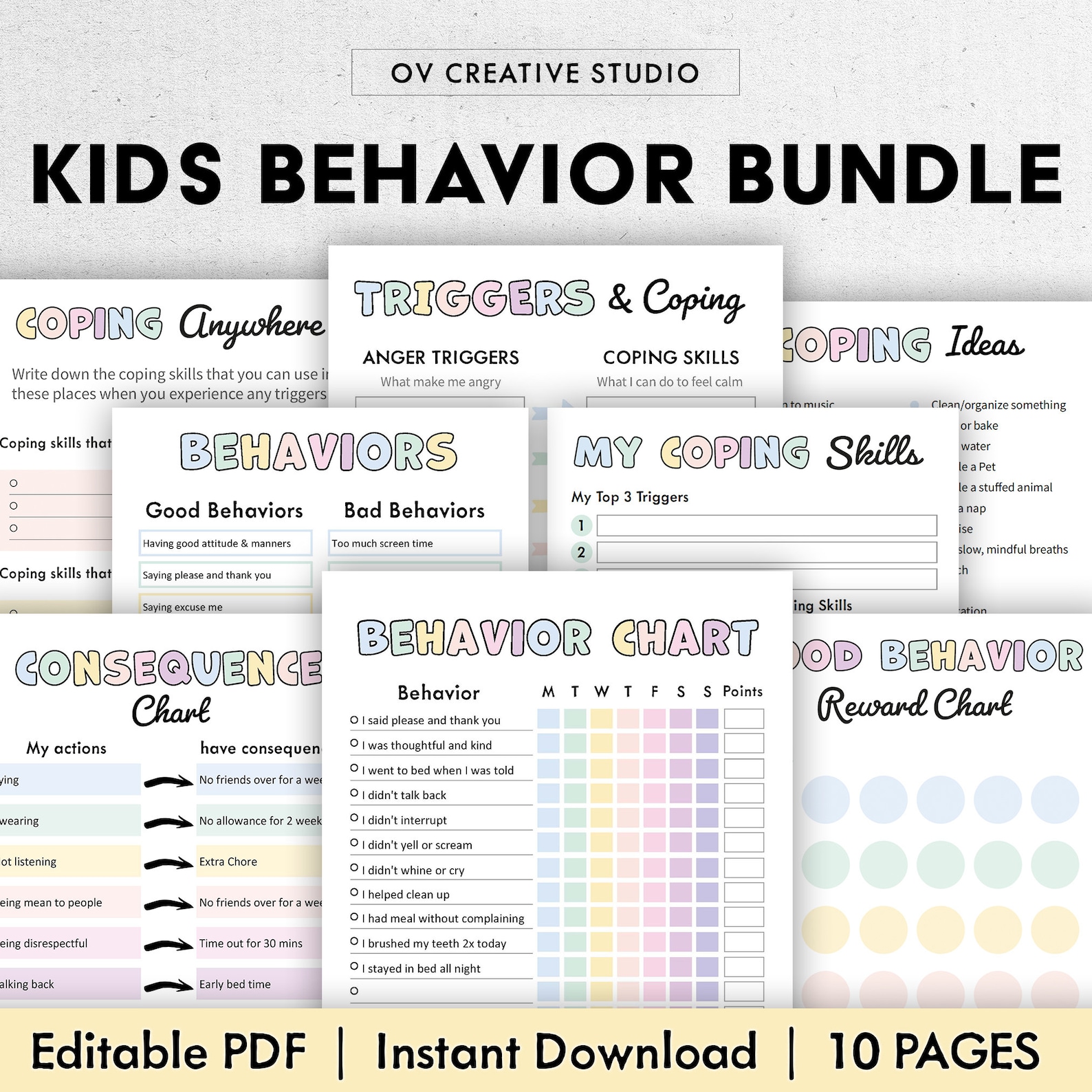 Behavior Chart Bundle for Kids | Good Behavior Checklist, Toddler ...