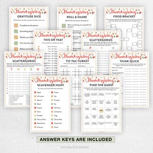 Thanksgiving Games Bundle Printable, Trivia, Emoji Pictionary, Bingo ...