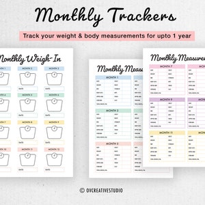 Monthly Weight Loss Tracker, Printable, Digital, Editable PDF, 12 Month ...