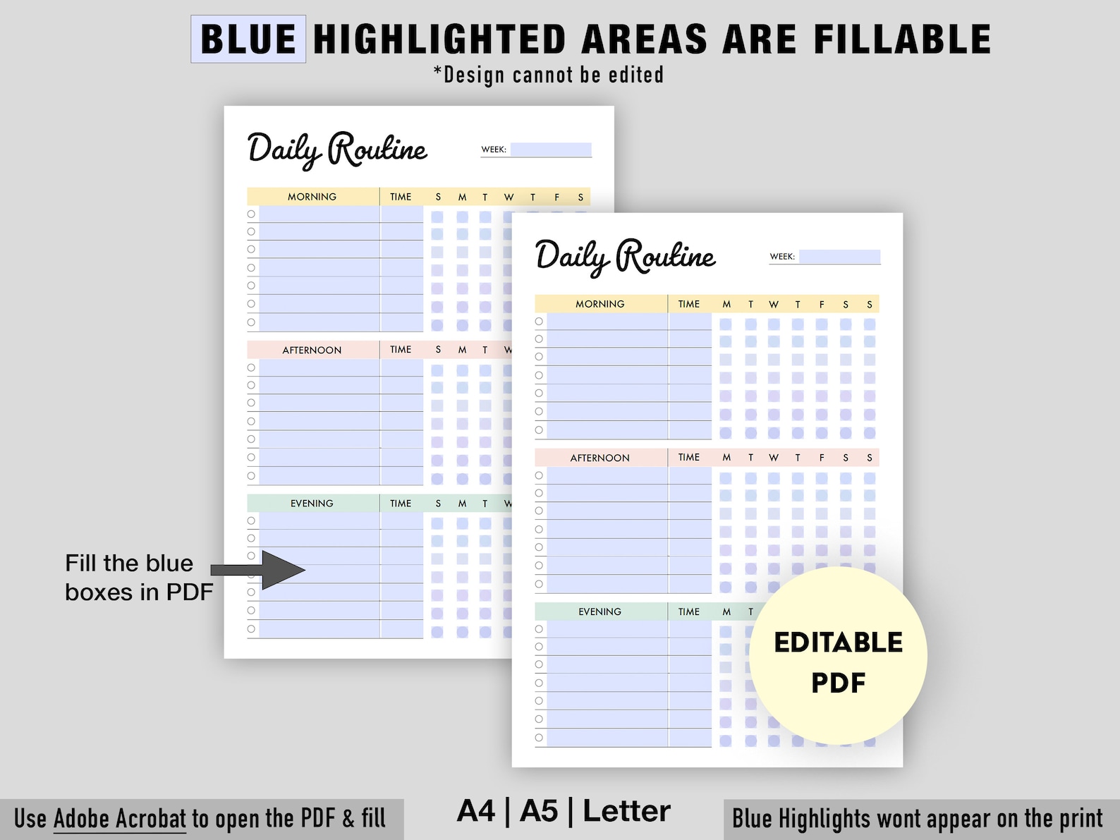 Editable Daily Routine | Printable | Daily Checklist | Morning Routine ...