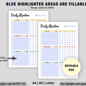 Editable Daily Routine | Printable | Daily Checklist | Morning Routine ...