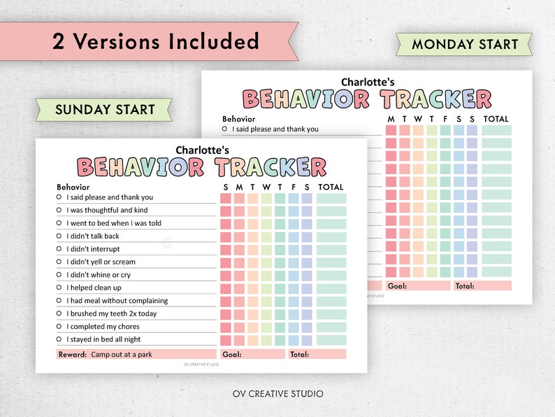 Behavior Reward Chart for Kids | Printable, Editable, Digital PDF ...