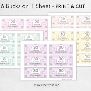 Editable Screen Time Chart, Printable Screen Reward Bucks, Reward Chart ...