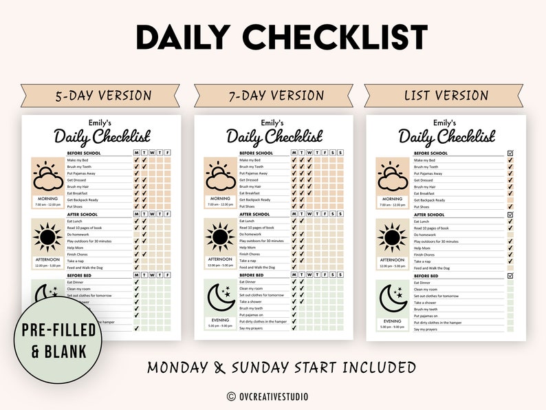 Editable Kids Chore Charts, Reward, Allowance, Screen Time, School ...