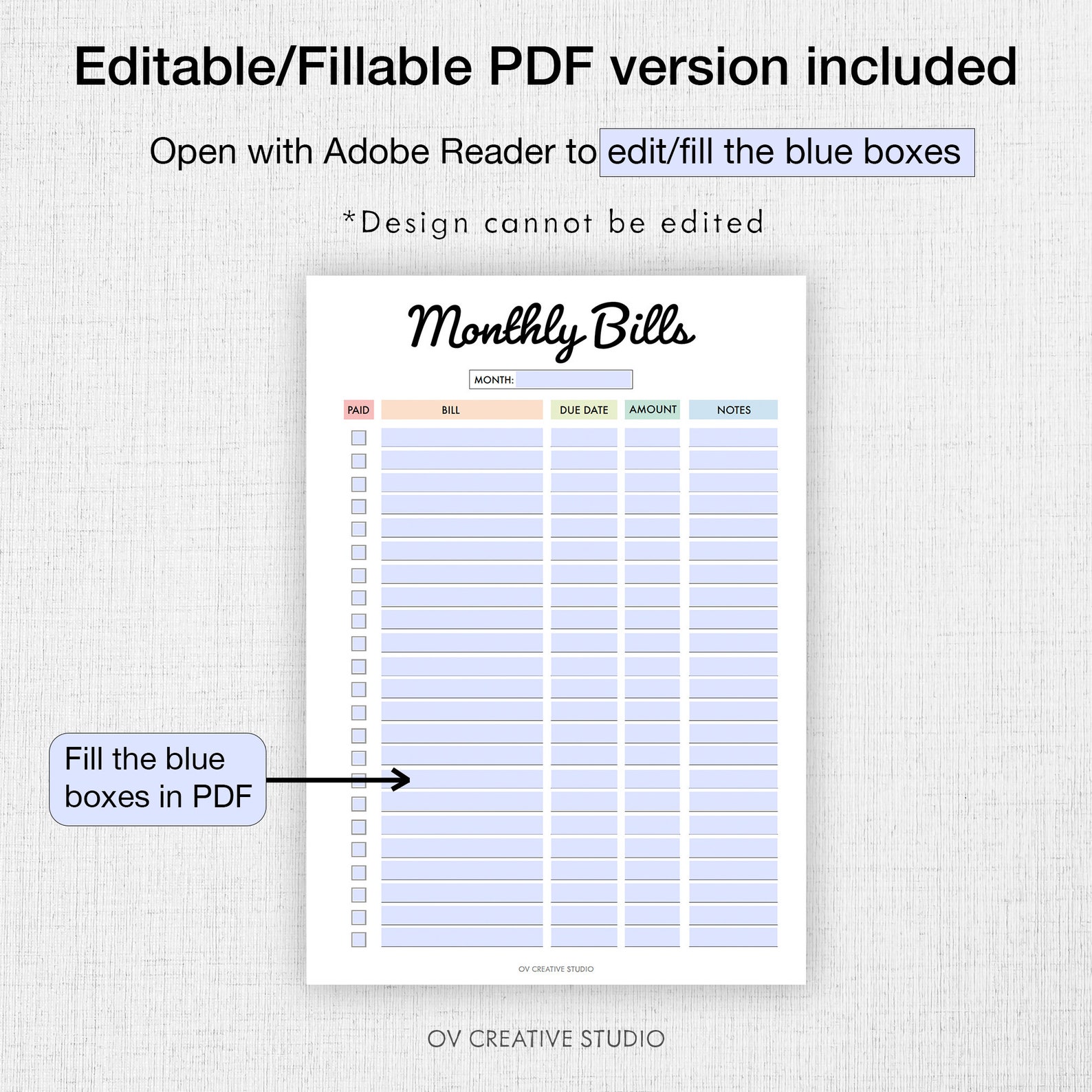 Editable Bill Payment Tracker Bundle | Monthly Bill Tracker Printable ...