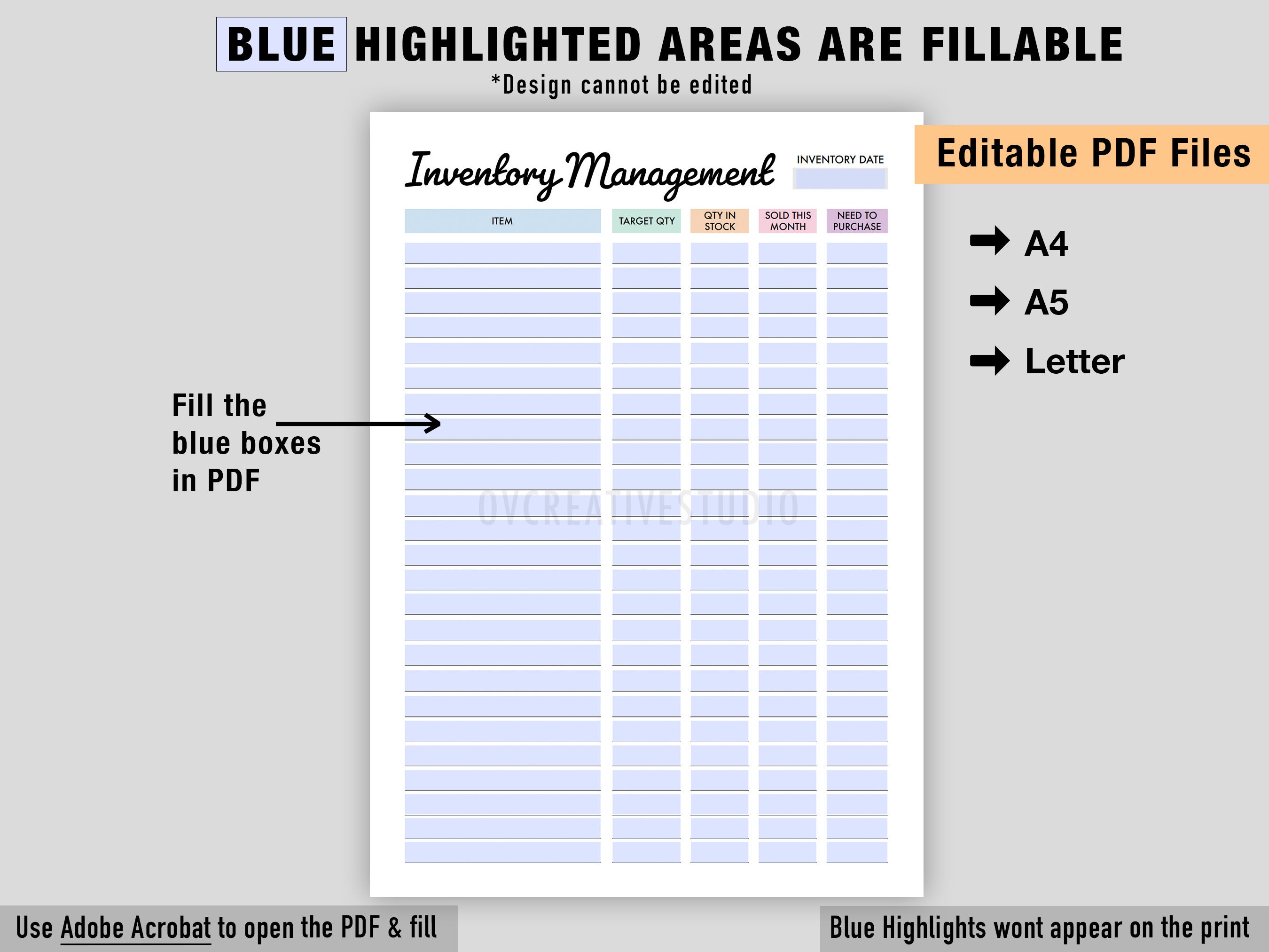 Editable Inventory Management Printable Inventory Tracker - Etsy UK