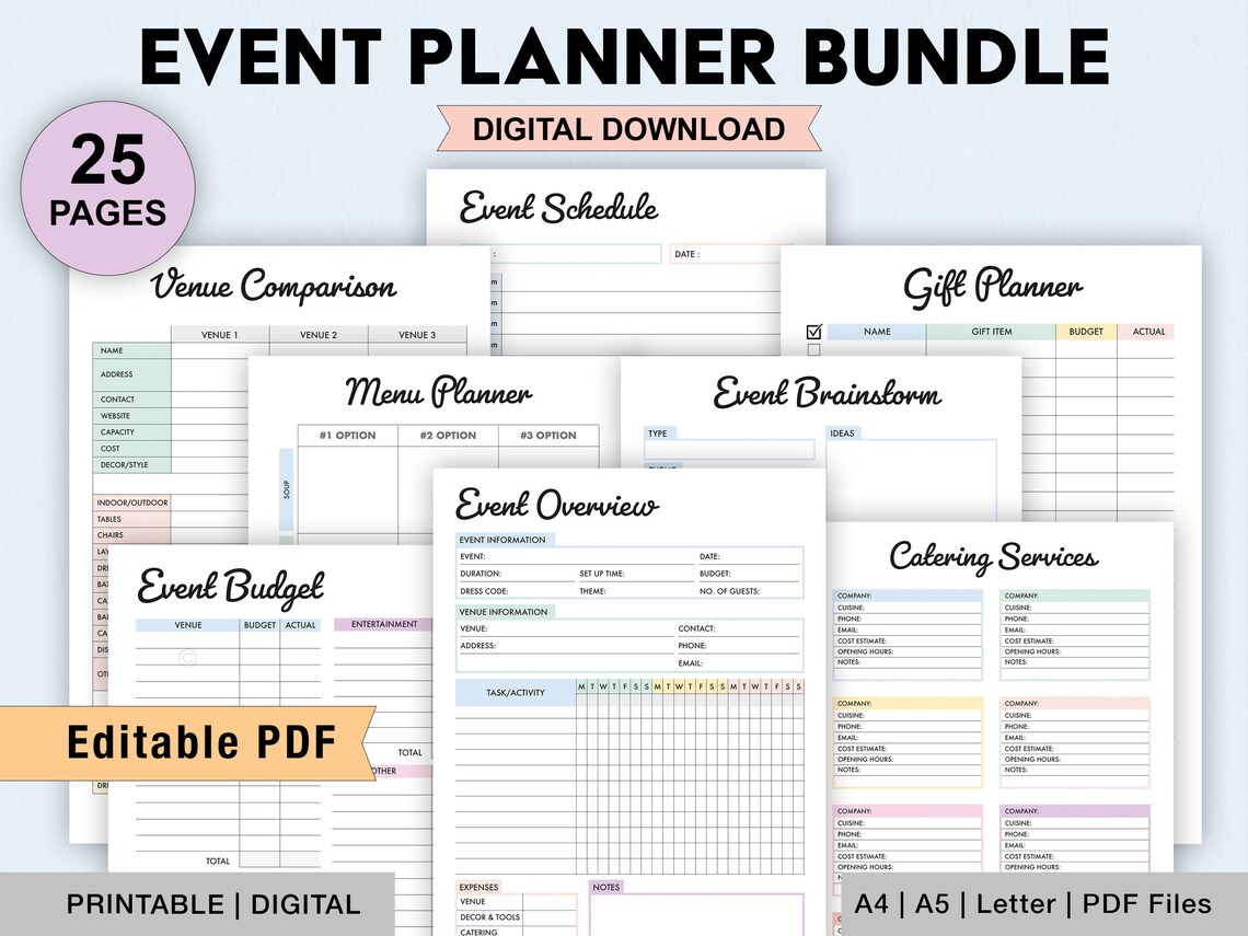 Editable Event Planner Bundle, Printable, Digital, Party Planner, Event ...