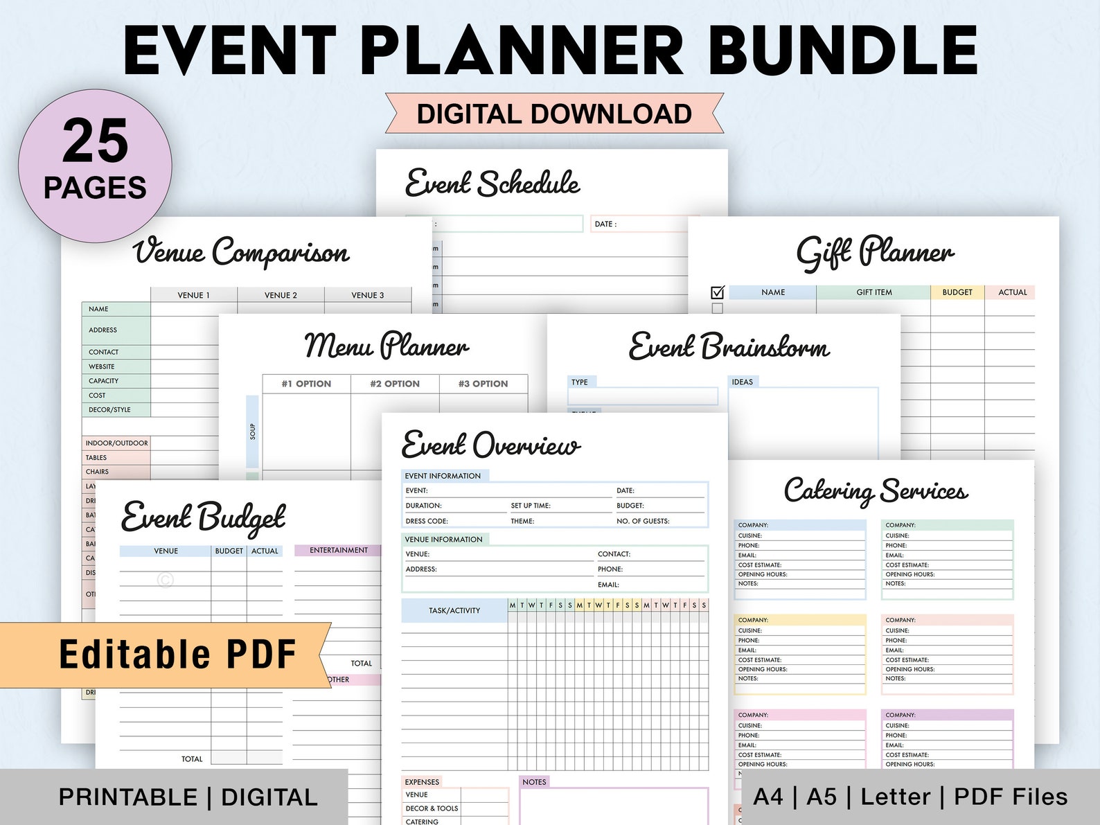 Editable Event Planner Bundle Printable Digital Party - Etsy