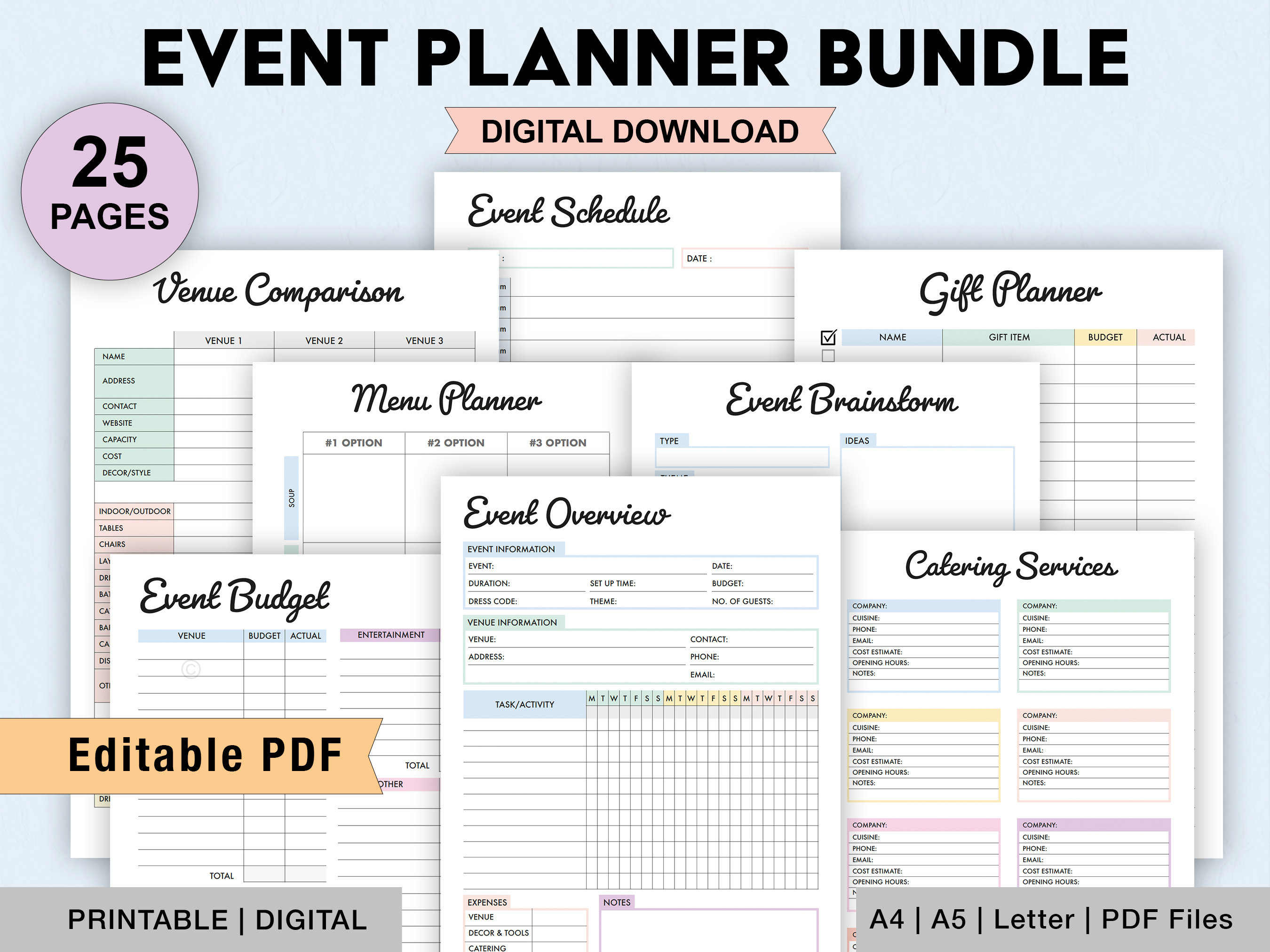 Editable Event Planner Bundle Printable Digital Party - Etsy