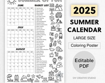 2025 Summer Bucket List Printable Digital Download Summer Activity ...