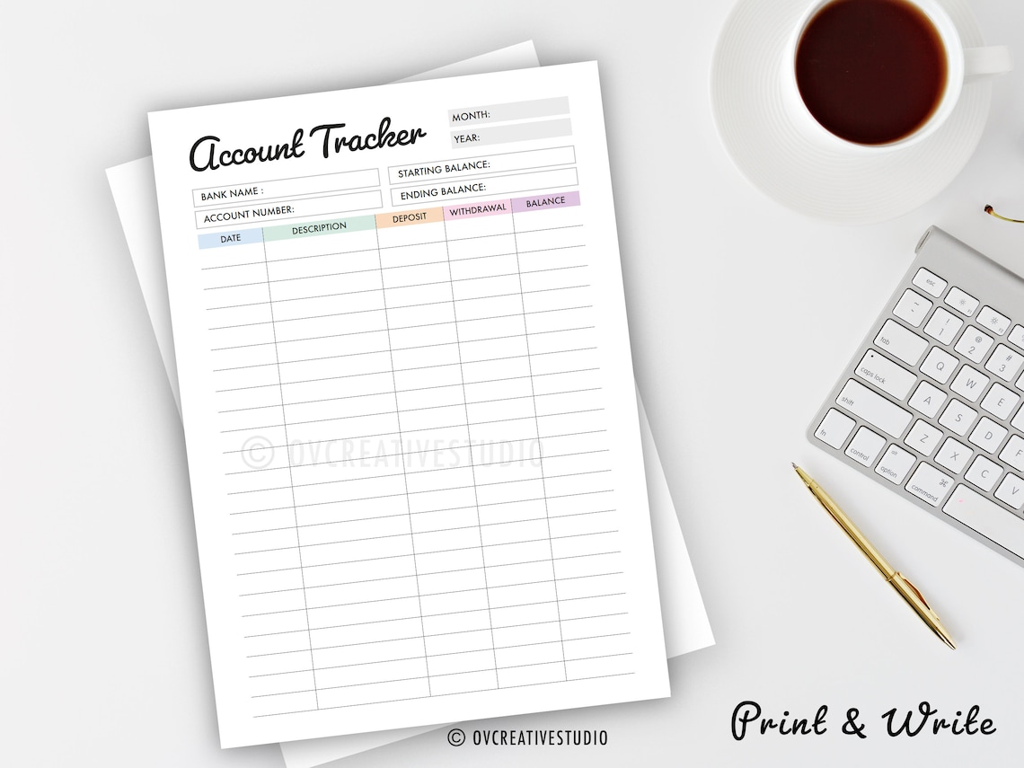 Editable Account Tracker Printable Account Log Bank | Etsy UK