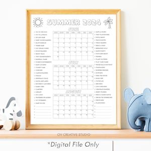 Summer Planner 2024 Kids Calendar Printable, Summer Bucket List, Summer ...