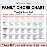 Editable Daily Routine Chart for Kids | Chore Chart for Kids | Daily ...
