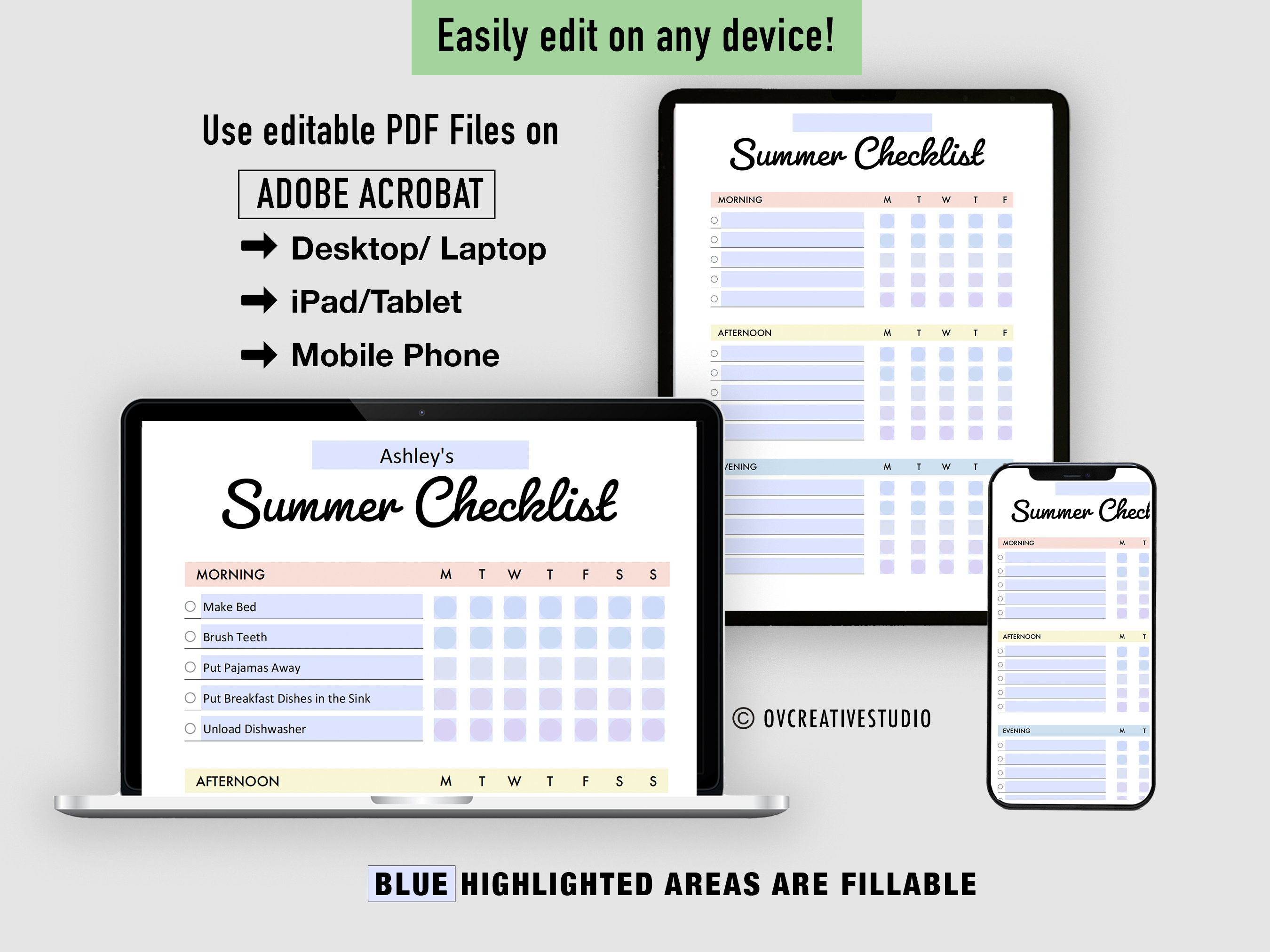 Editable Summer Checklist for Kids Printable Kids - Etsy