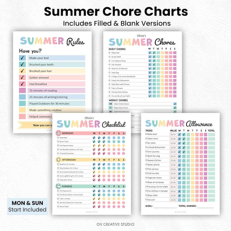 Summer Planner 2026 | Kids Summer Schedule, Chore Chart, Checklist ...