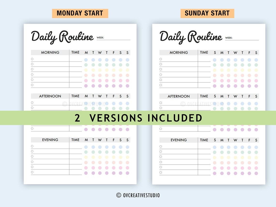 Editable Daily Routine Printable Daily Checklist Morning - Etsy UK