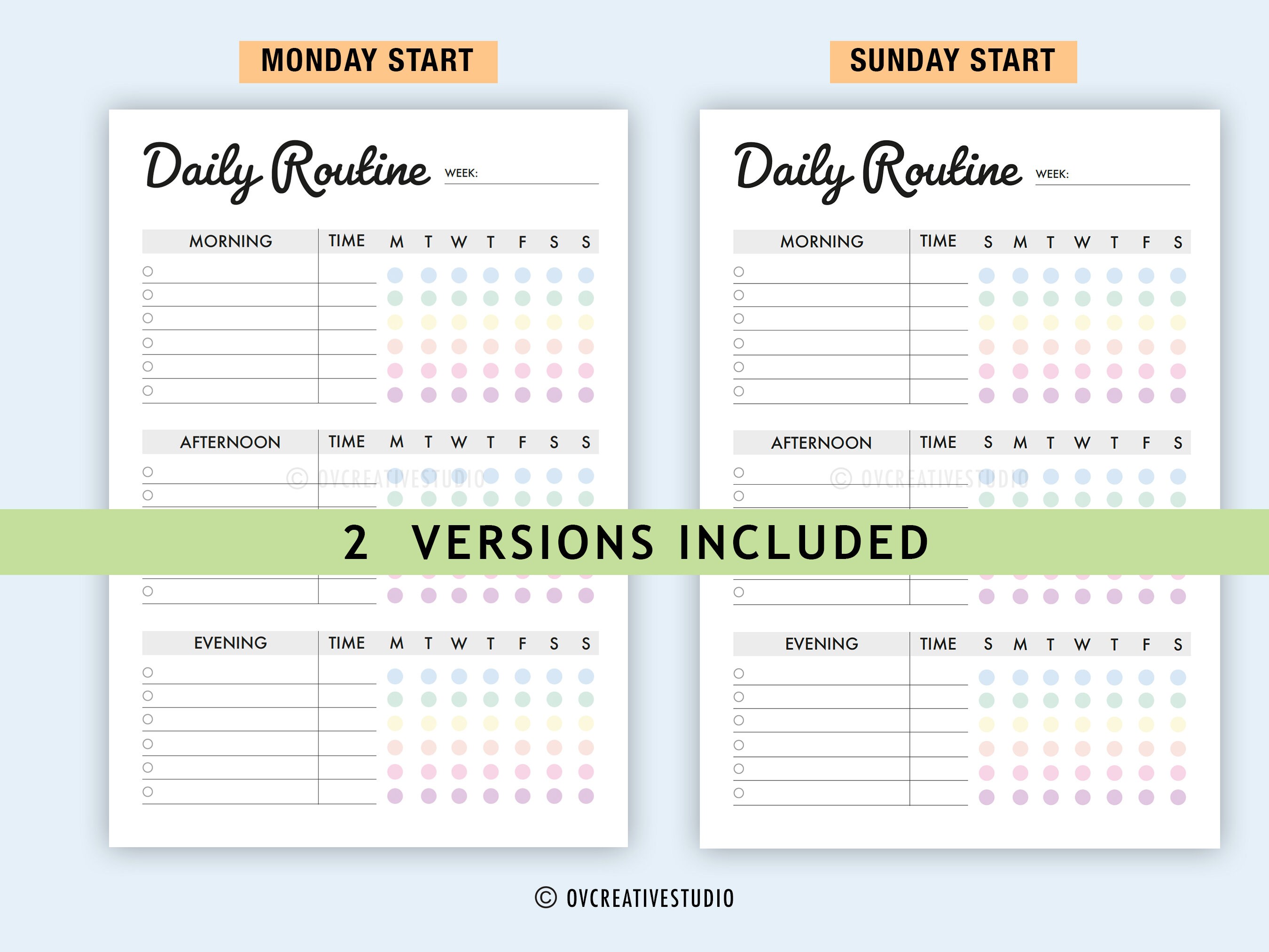 Editable Daily Routine Printable Daily Checklist Morning - Etsy UK
