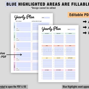 Editable Top 5 Yearly Goal Planner | Goal Planning | Goal Setting ...