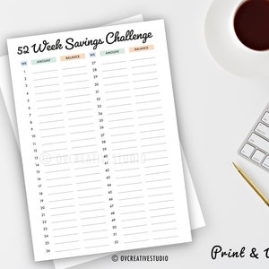 Editable 52 Week Savings Challenge | Printable | Savings Tracker ...