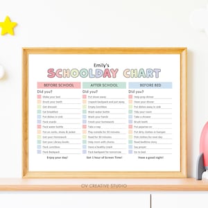 Editable Schoolday Checklist for Kids | Printable | Kids Chore Chart ...