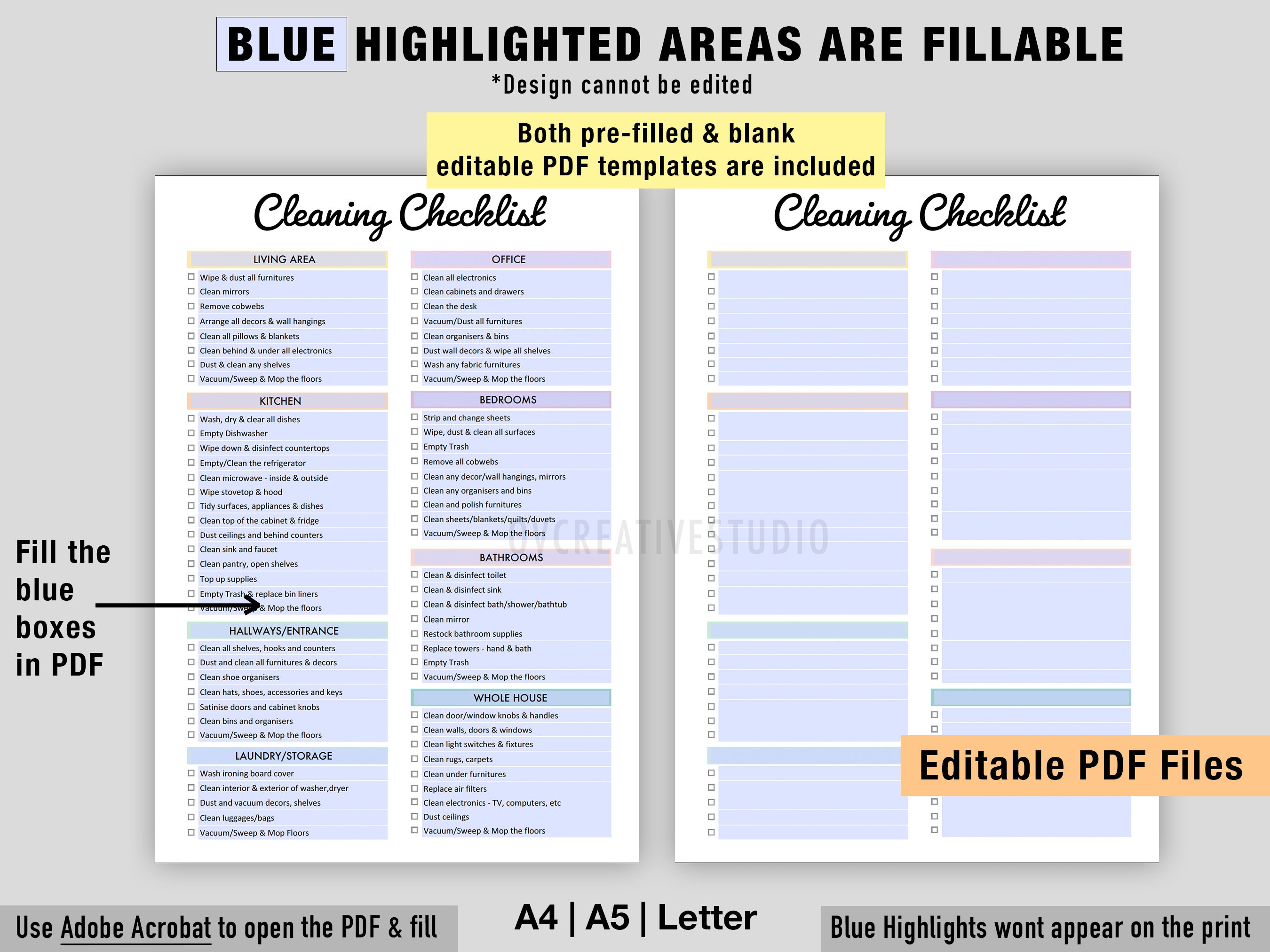 Editable Cleaning Checklist | Cleaning Planner | Cleaning Checklist ...