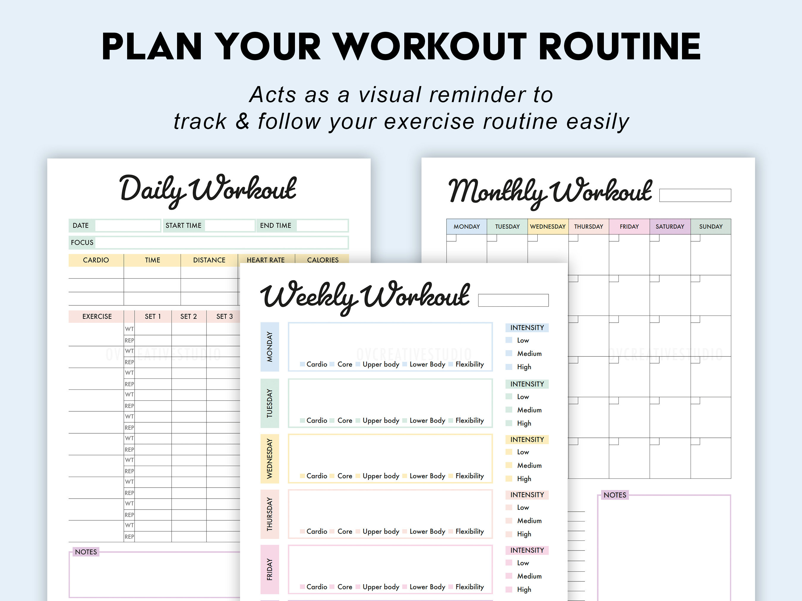 Editable Workout Planner Printable Fitness Planner - Etsy