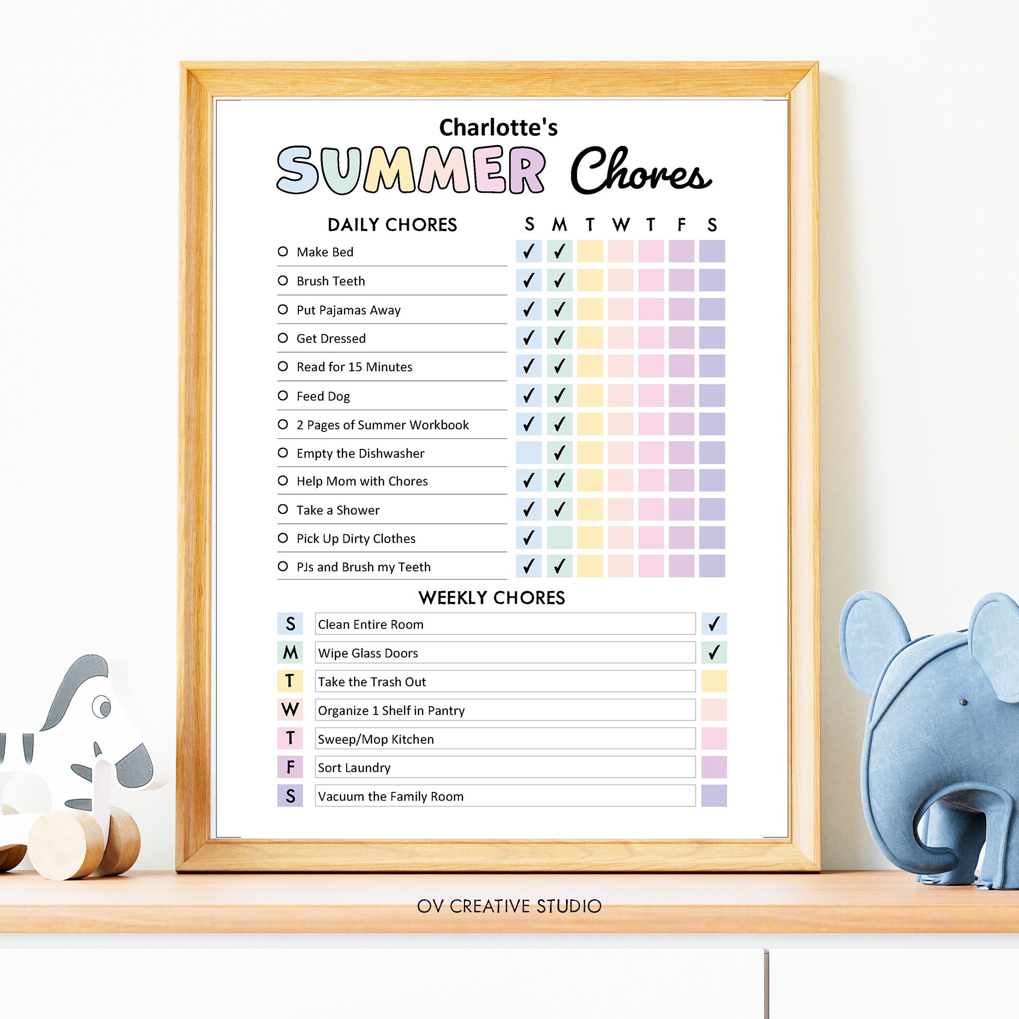 Editable Summer Chore Chart for Kids, Printable, Digital, Summer ...