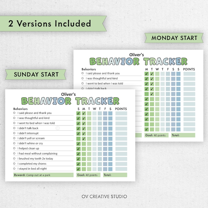 Behavior Reward Chart for Kids | Printable, Editable, Digital PDF ...